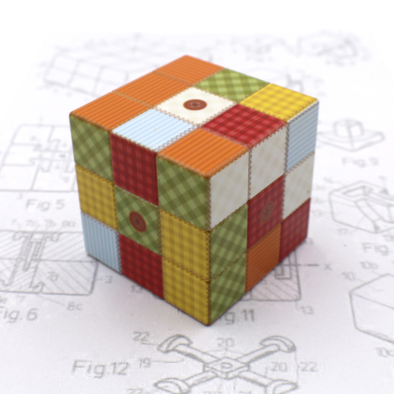 3x3 Puzzle Cube - Retro Patchwork Design